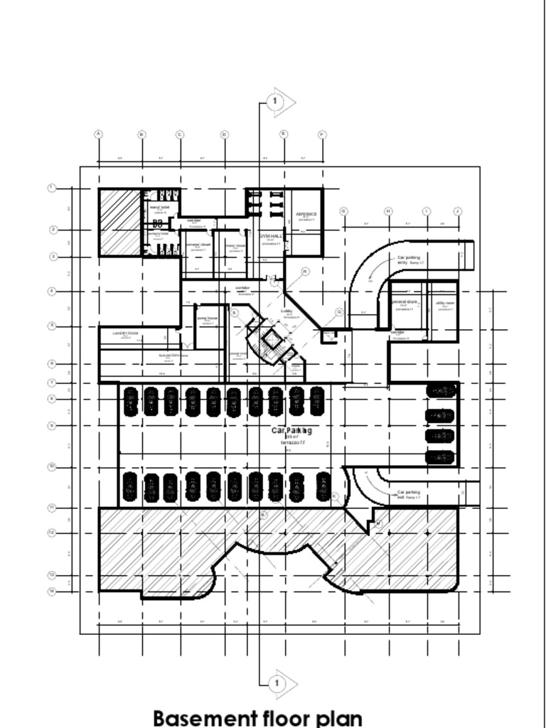 Basement Floor Plan: A B C D E F | PDF | Building Engineering ...