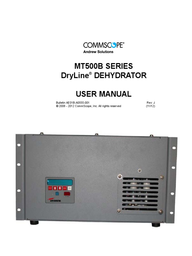 Mt500B Series Dryline Dehydrator User Manual | PDF | Switch | Humidity