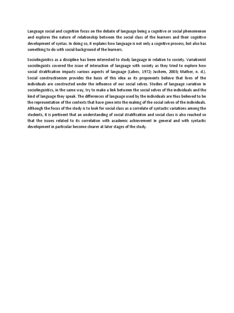 Language Social Class | PDF