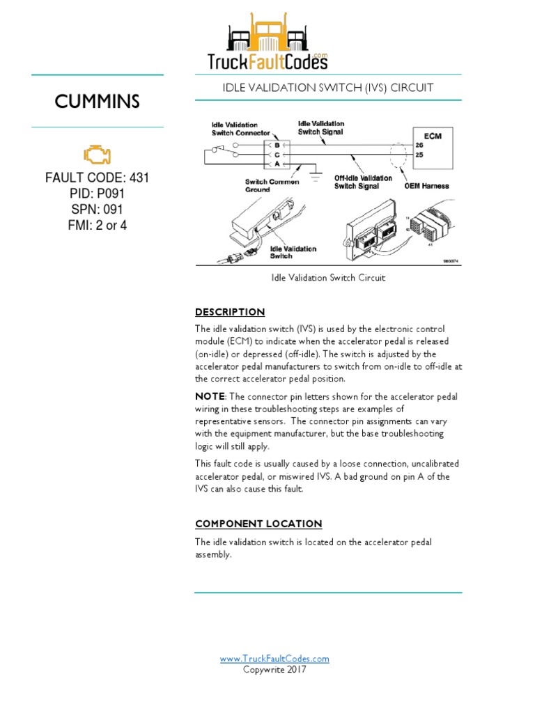 Fault Code 431 | PDF | Switch | Throttle