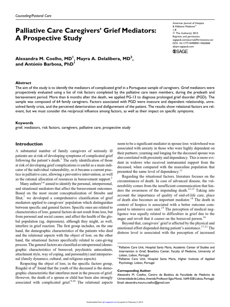 AM J HOSP PALLIAT CARE-2015-Coelho-1049909114565660 | PDF | Grief ...