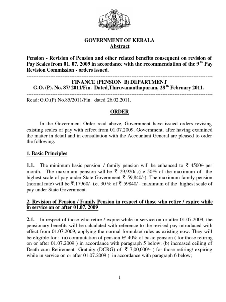 Pension Revision Order GO.P.87.11.Final | Download Free PDF | Pension ...