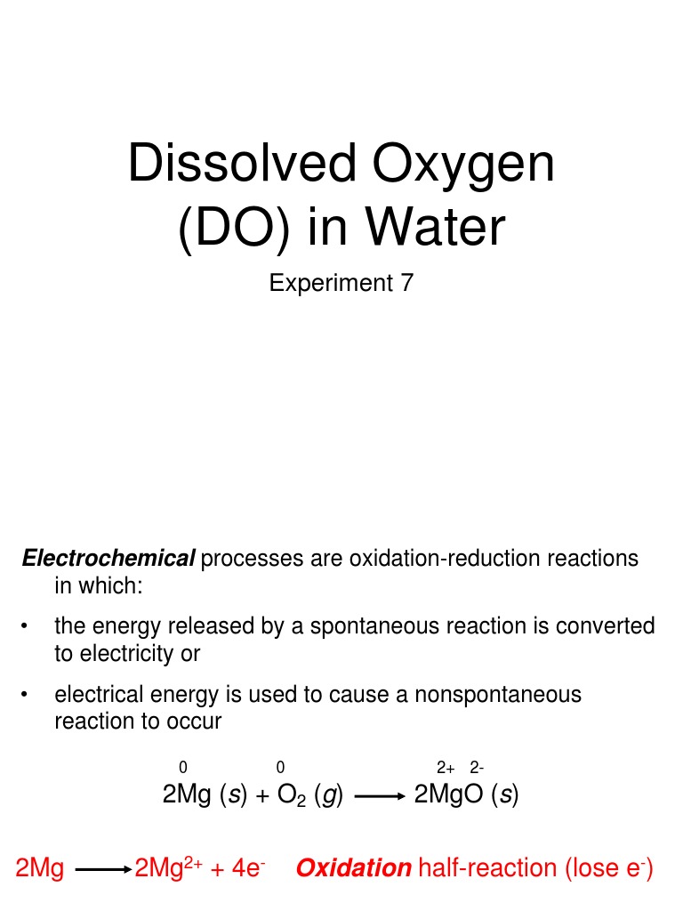 Dissolved Oxygen (DO) in Water: Experiment 7 | PDF | Redox | Ion
