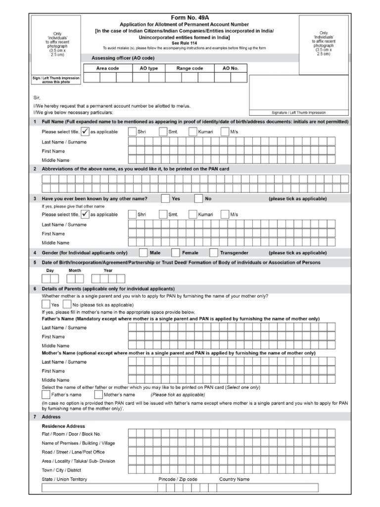 Form 49A PDF | PDF