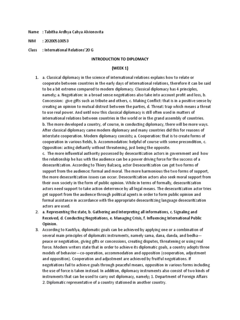 Overview of Classical and Modern Diplomacy | PDF | Diplomacy | Negotiation