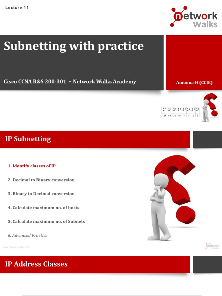 Subnetting With Practice: Cisco CCNA R&S 200-301 Network Walks Academy ...