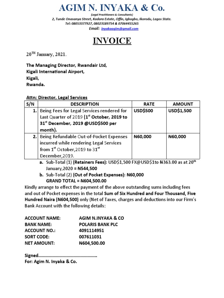 Agim N.inyaka Invoice | PDF | Expense | Taxes