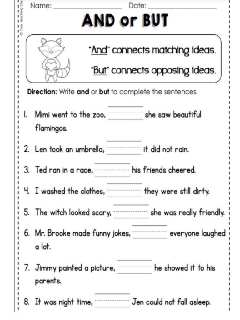 And and But Worksheet | PDF