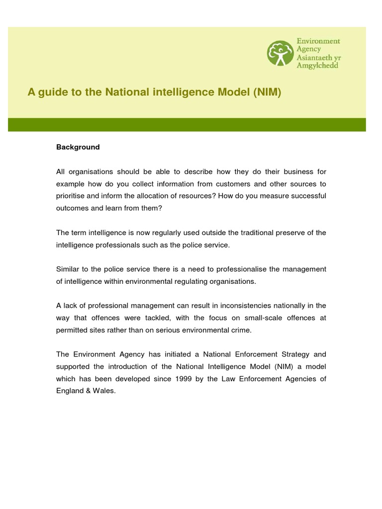 A Guide To The National Intelligence Model (NIM) : Background | PDF | Crimes | Crime & Violence