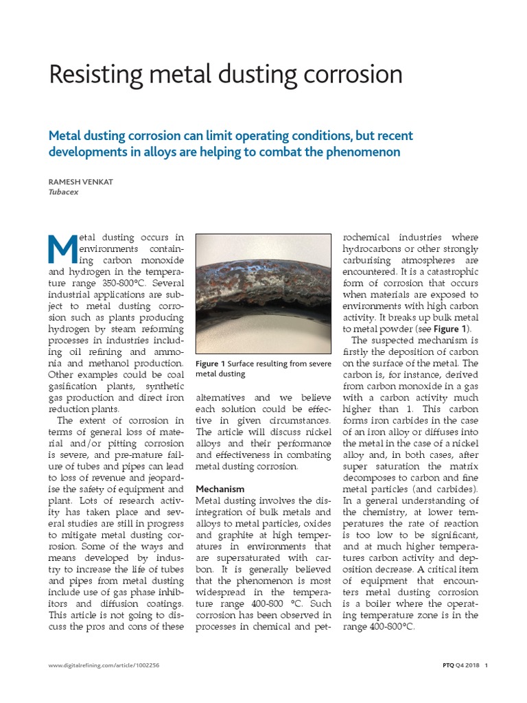 Resisting Metal Dusting Corrosion | PDF | Corrosion | Alloy
