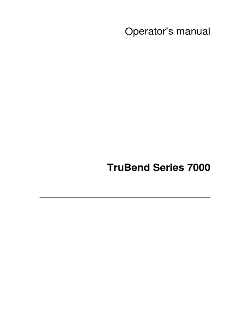 Trubend 7000 Operator Manual | PDF | Laser