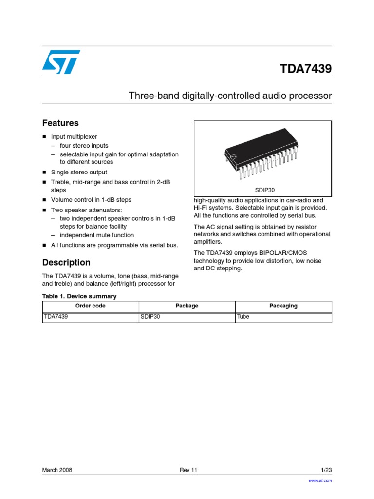 TDA7439 | PDF | Electronic Filter | Signal Processing