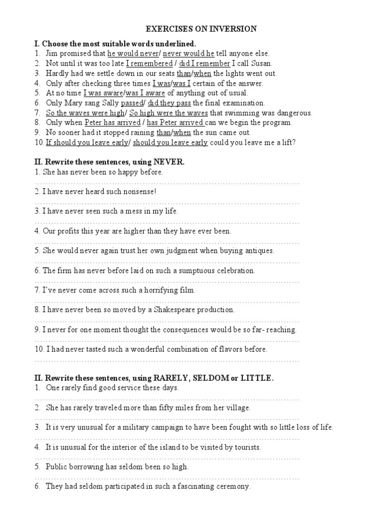 Exercises On Inversion (Keys) | PDF