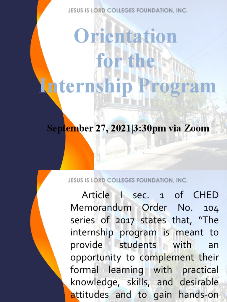 Orientation (Internship Program) | PDF | Teachers | Distance Education