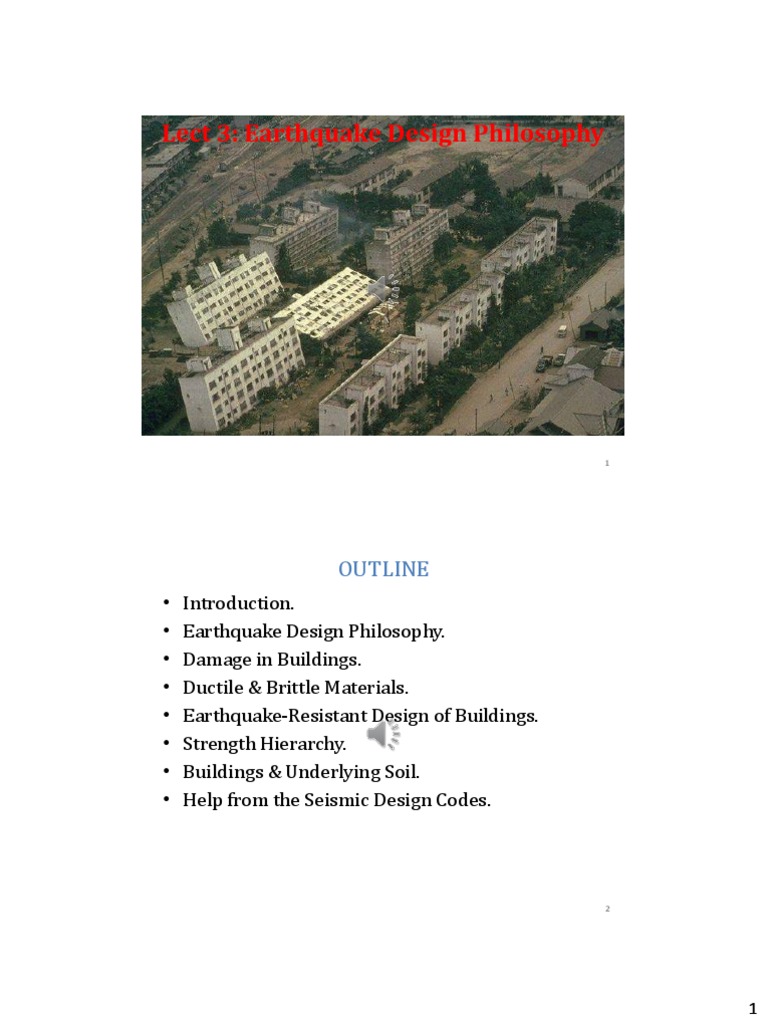 Lect 3: Earthquake Design Philosophy: Outline | PDF | Earthquake ...