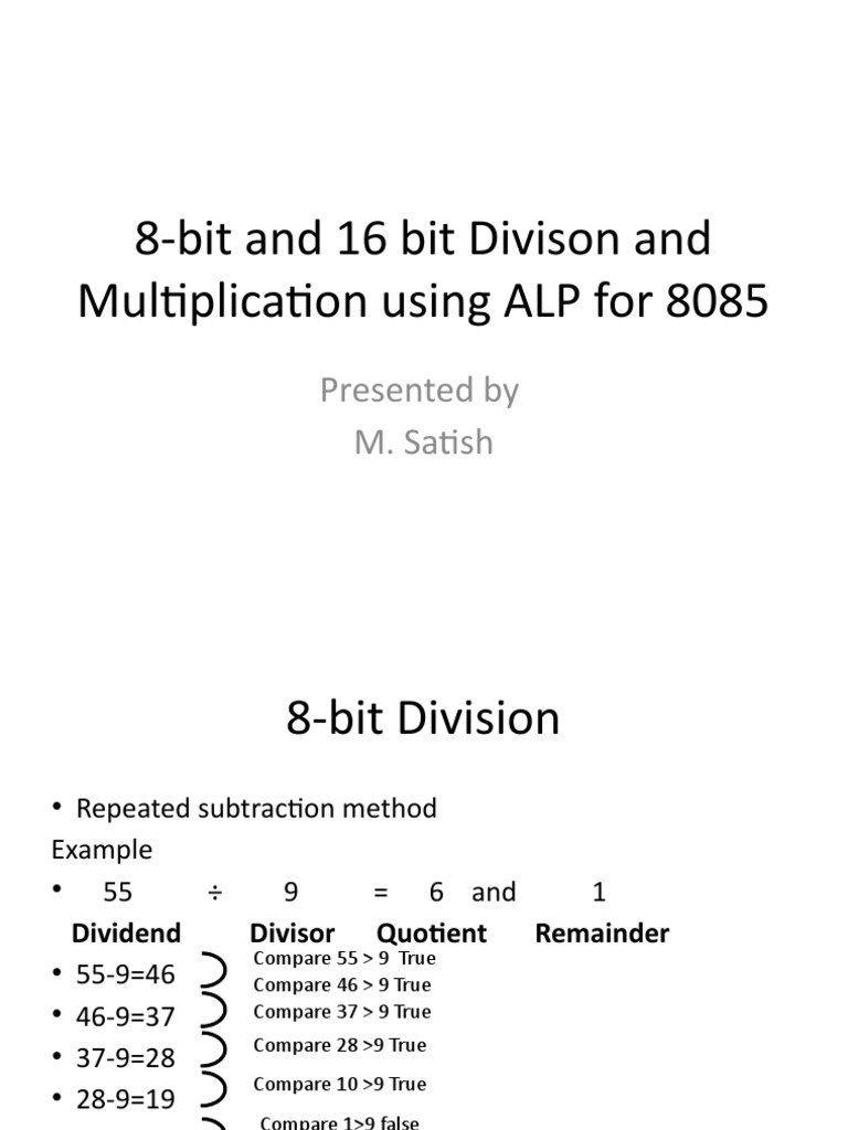 8-Bit and 16 Bit Divison and Multiplication | PDF | Technology ...
