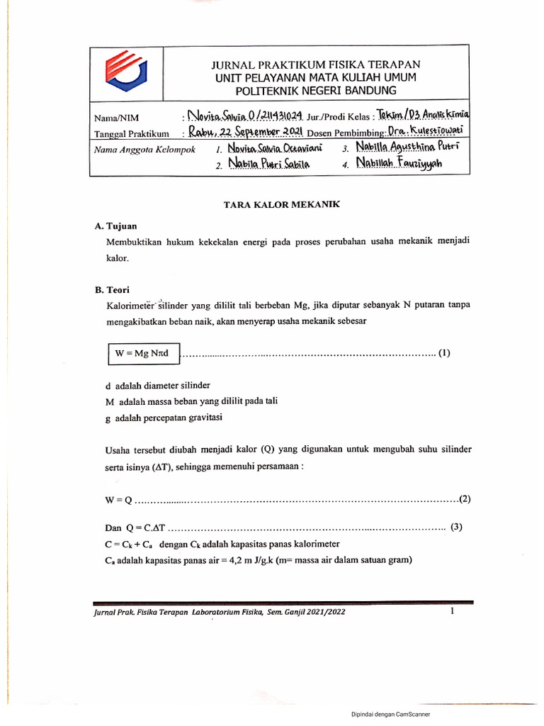 Novita Salvia Octaviani - Data Praktikum Dan Laporan TKM | PDF