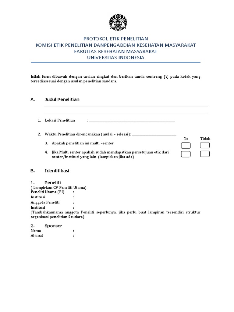 Protokol Etik Penelitian | PDF