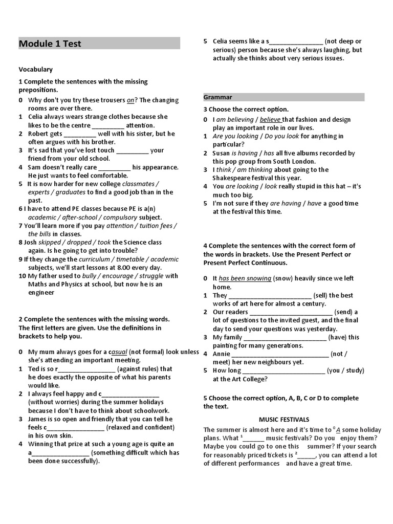 Module 1 Test: Experts / Graduates To Find A Good Job Than in The | PDF ...