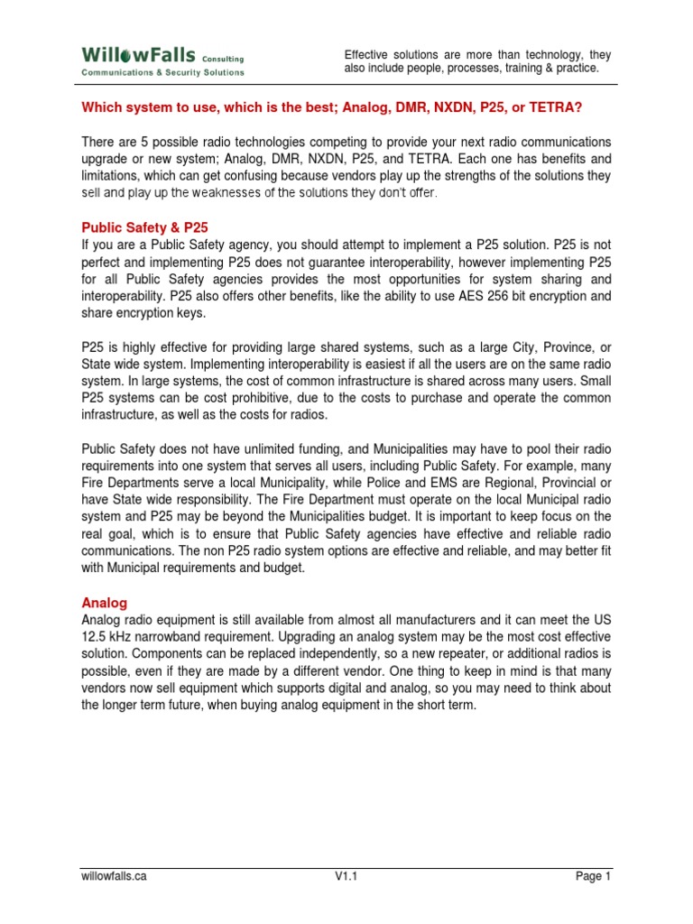 Which System To Use, Which Is The Best Analog, DMR, NXDN, P25, or TETRA ...