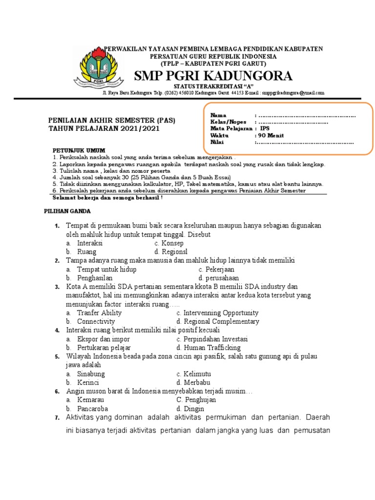 Soal PAs - IPS.7 | PDF