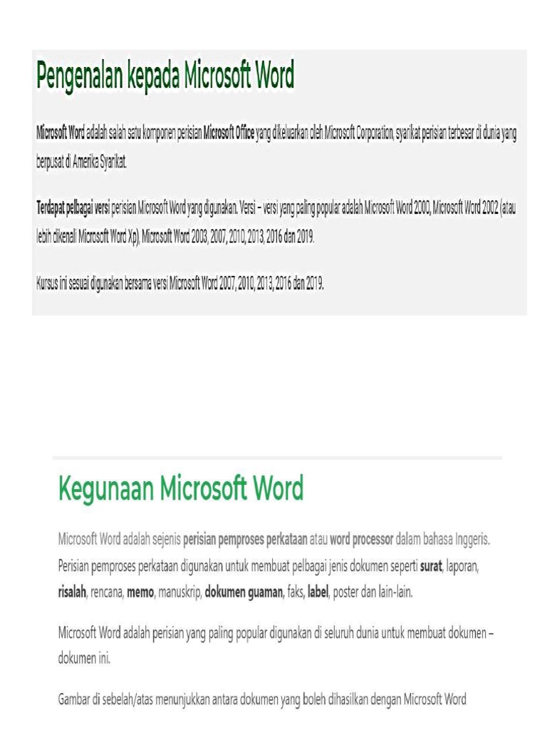 Pengenalan Kepada Microsoft Word Bahagian 1 | PDF