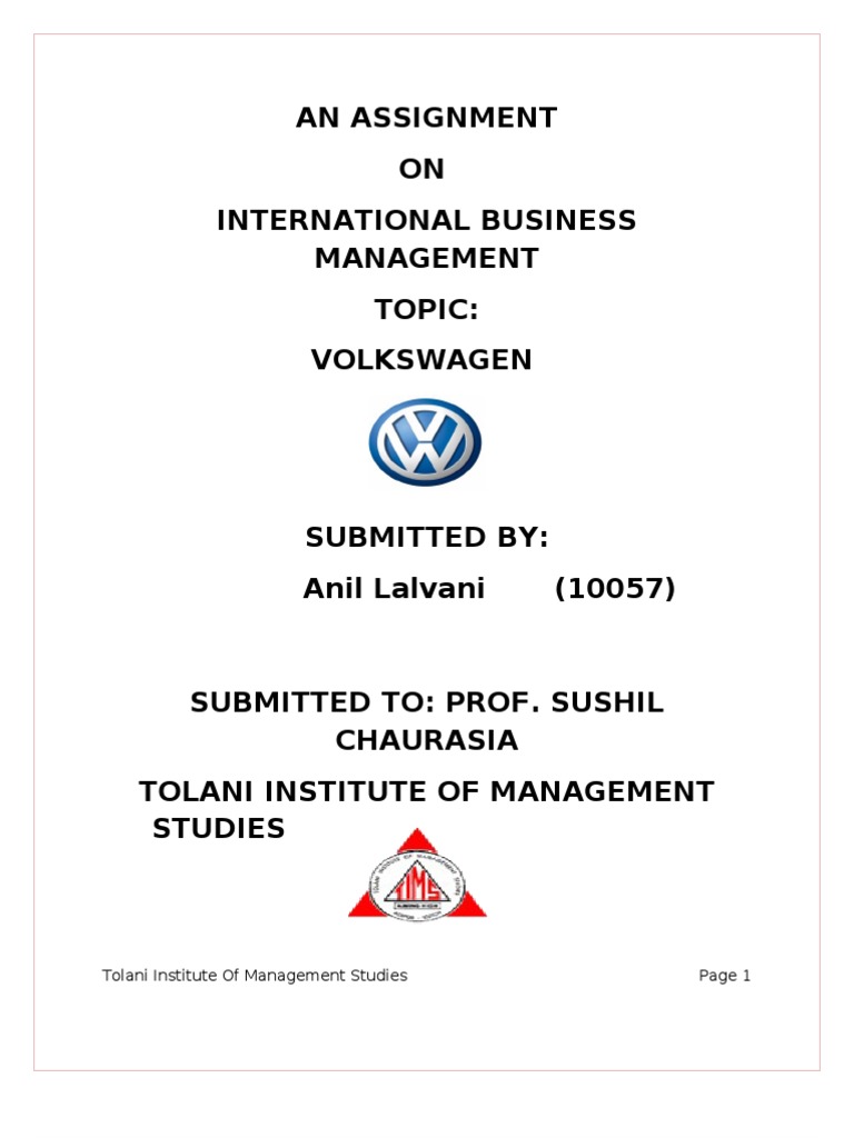 Volkswagen's International Business Strategy: A Case Study Analysis of ...