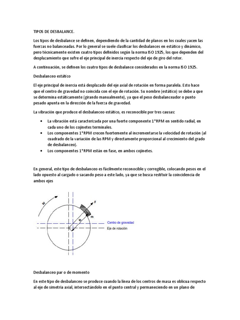 Tipos de Desbalance | PDF | Rotación | Mecánica