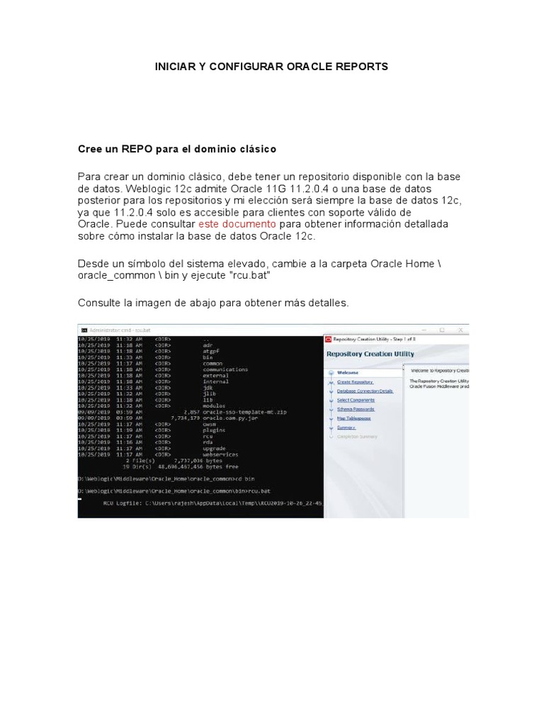 Iniciar y Configurar Oracle Reports | PDF | Bases de datos | Contraseña