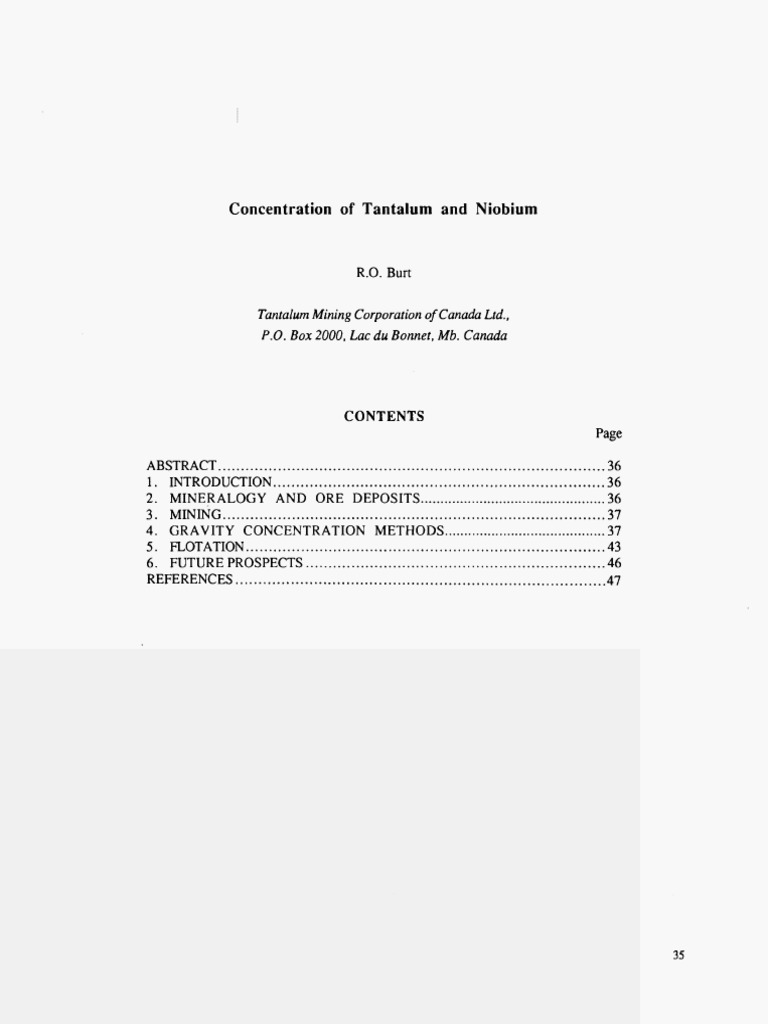 Mibra Mine: Tantalum Processing Insights | PDF | Mining | Atoms