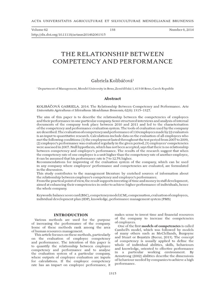 The Relationship Between Competency and Performanc | PDF | Competence ...