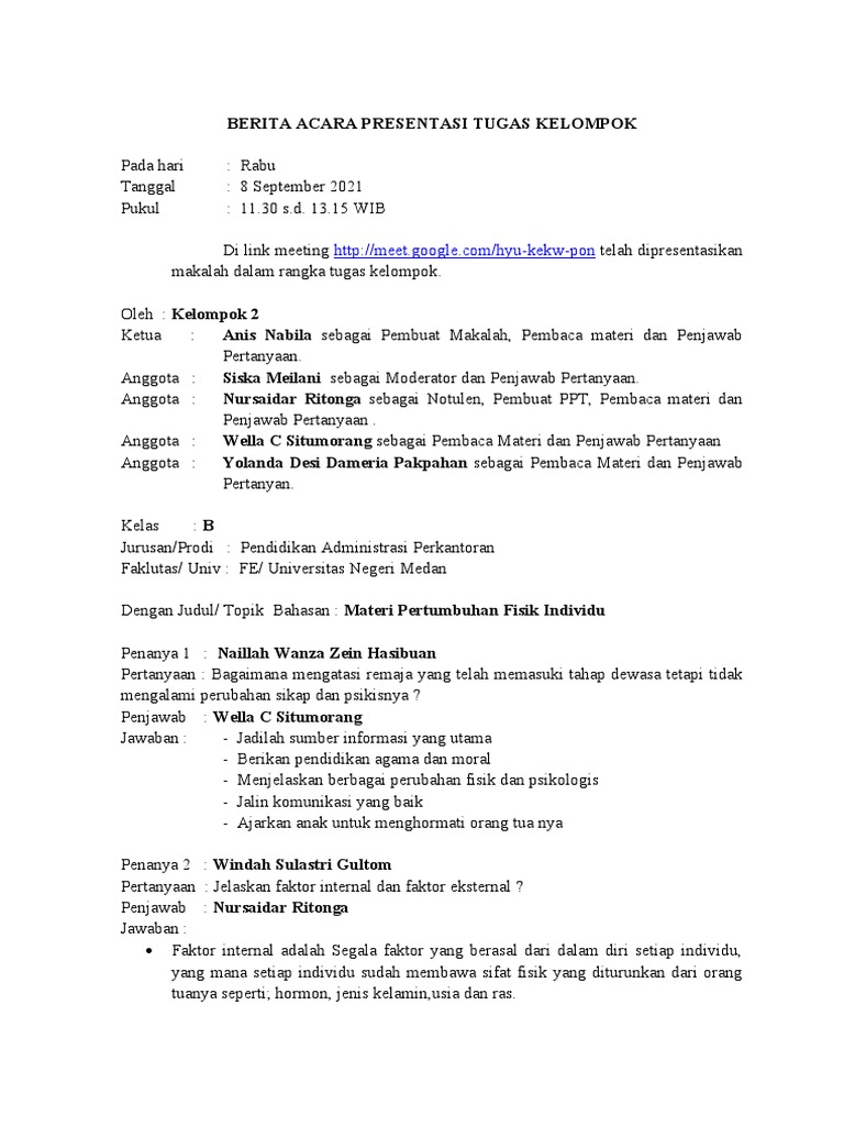 BERITA ACARA PPD (Kelompok 2) | PDF