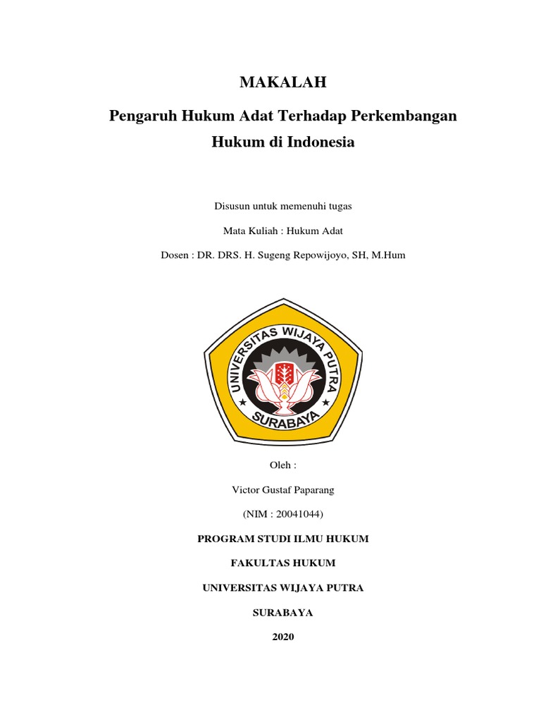 Pengaruh Hukum Adat di Indonesia | PDF | Politik