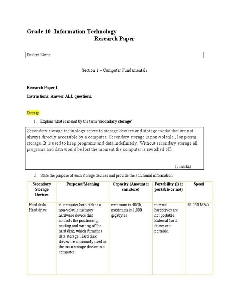 Information Technology Reasearch Paper | PDF | Computer Data Storage | Byte
