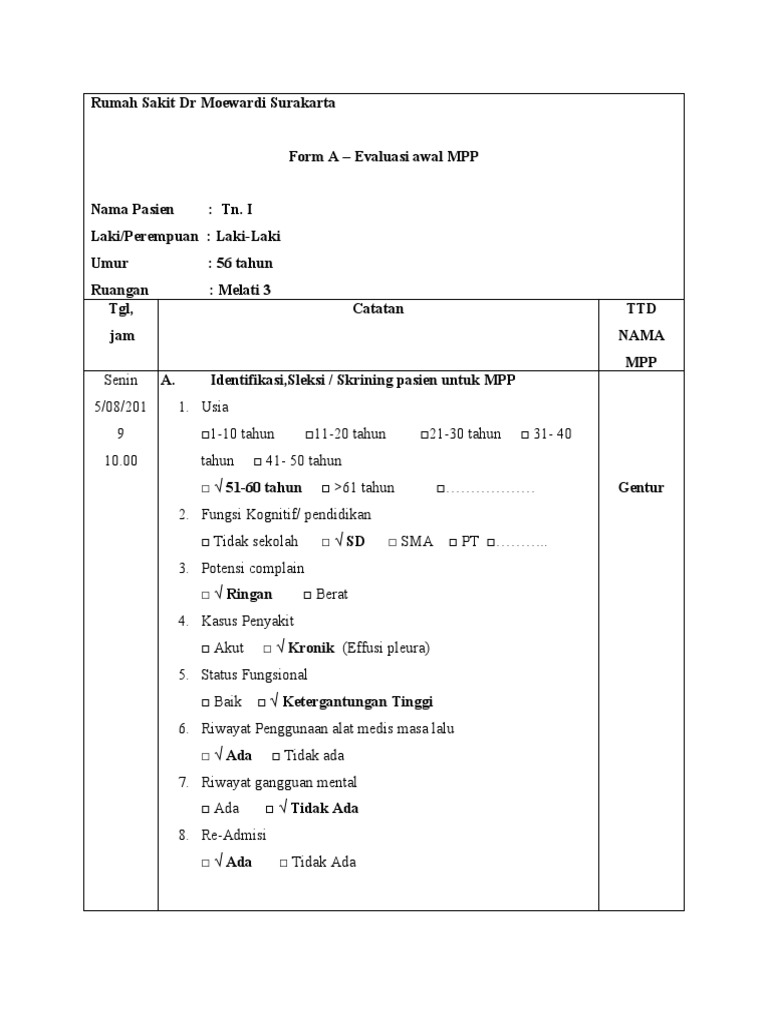 MPP Form A Moewardi | PDF | Kesehatan Holistik