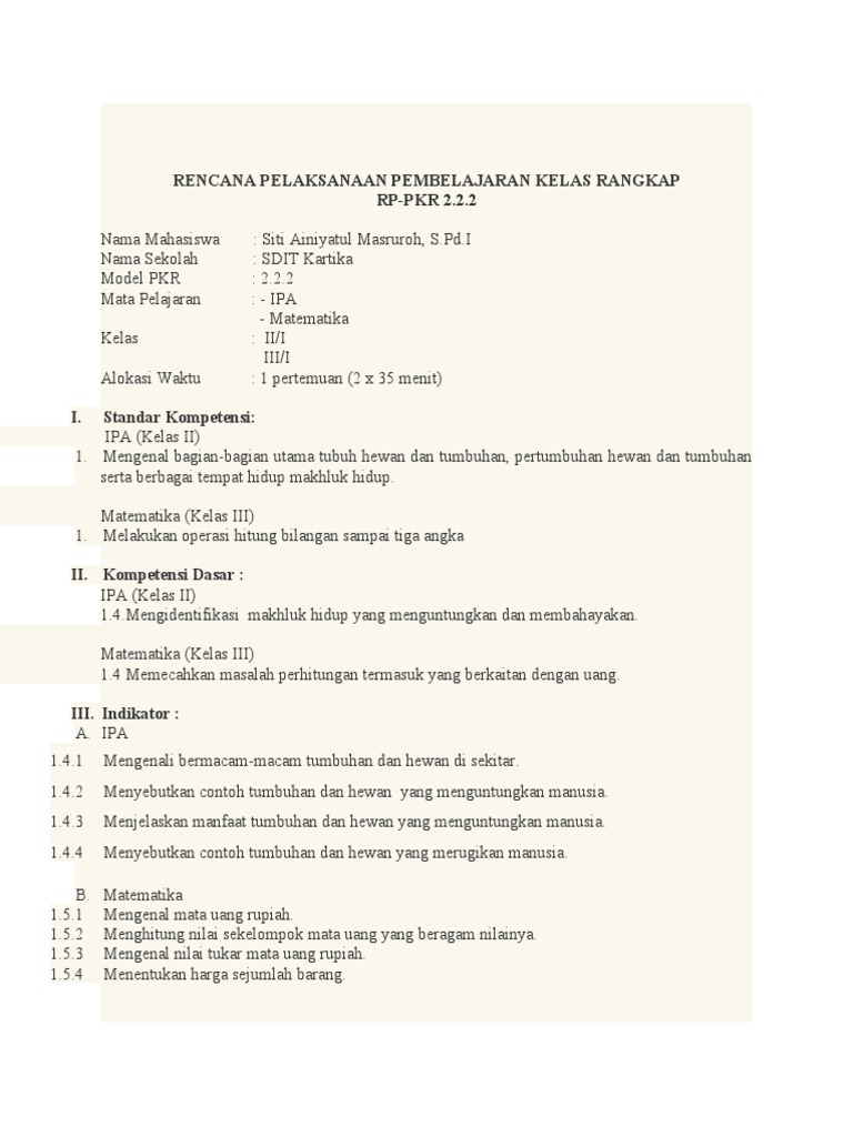 RPP Kls RGKP Model 222 | PDF | Karier & Perkembangan | Kesehatan Holistik