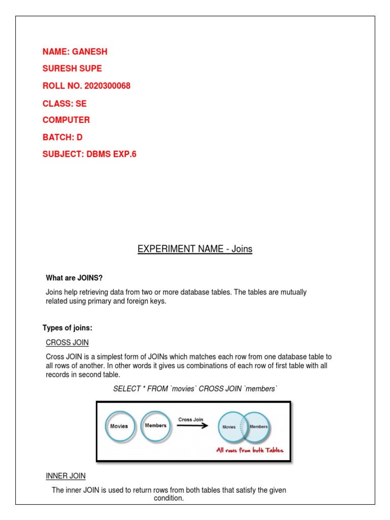 Experiment On Joins | PDF | Data Management | Databases