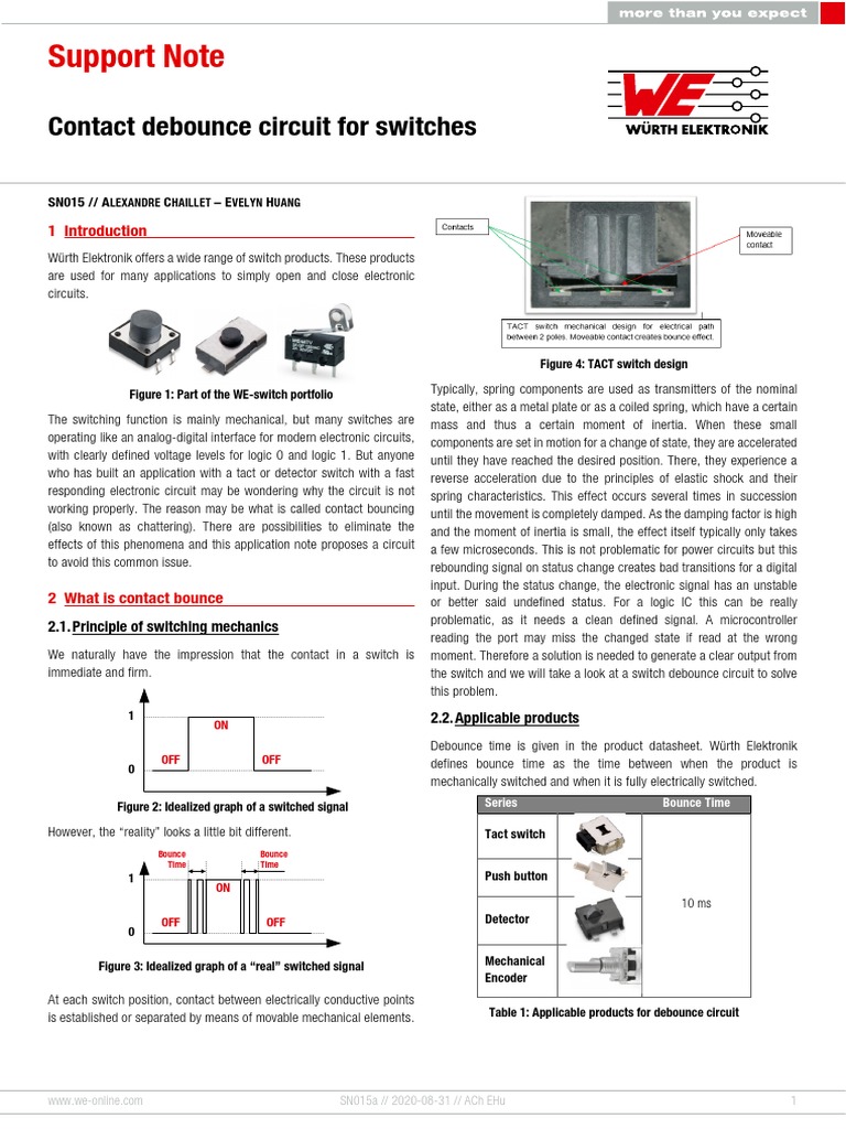Support Note: Contact Debounce Circuit For Switches | PDF | Switch | Electrical Network