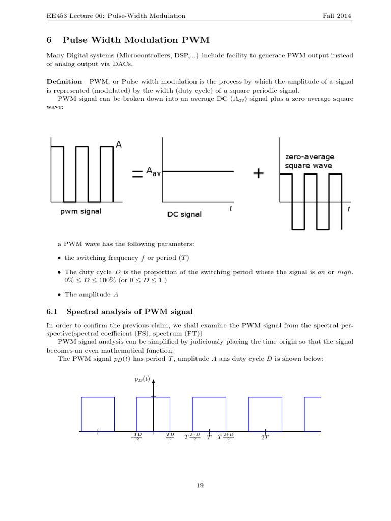 6 Pulse Width Modulation PWM: 6.1 Spectral Analysis of PWM Signal | PDF ...