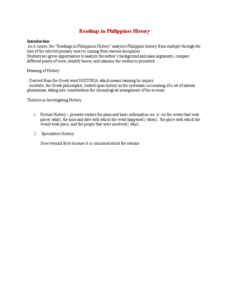 Readings in Philippines History | PDF