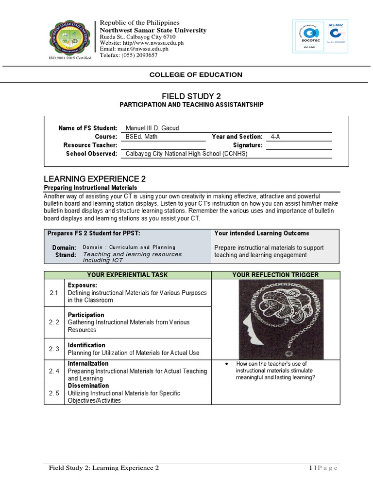 Gacud Manuel FS2 Le 2 Output | PDF | Lesson Plan | Learning