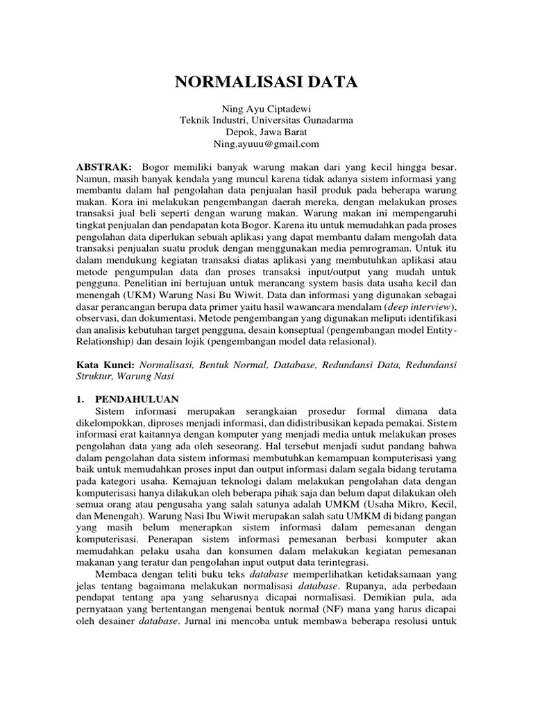 Proses Normalisasi Data dalam Database | PDF | Bisnis