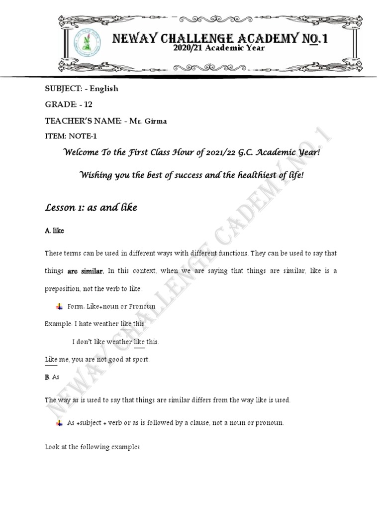 Grade 12 English Language Notes | PDF | Verb | Phrase