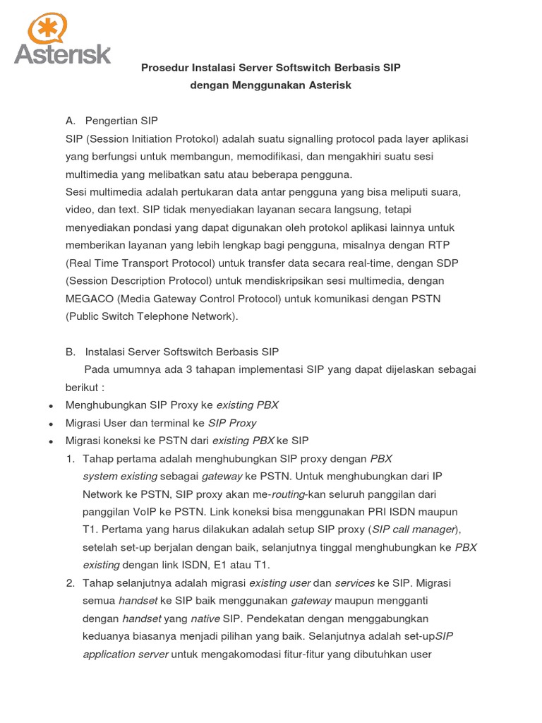 Prosedur Dan Konfigurasi Server Softswitch Asterix | PDF