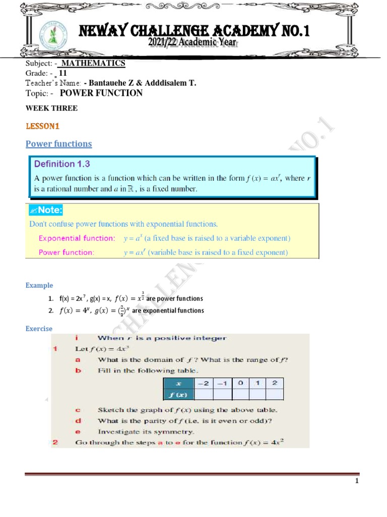 Grade 11 MATH Week 3 Note | PDF | Teaching Methods & Materials ...