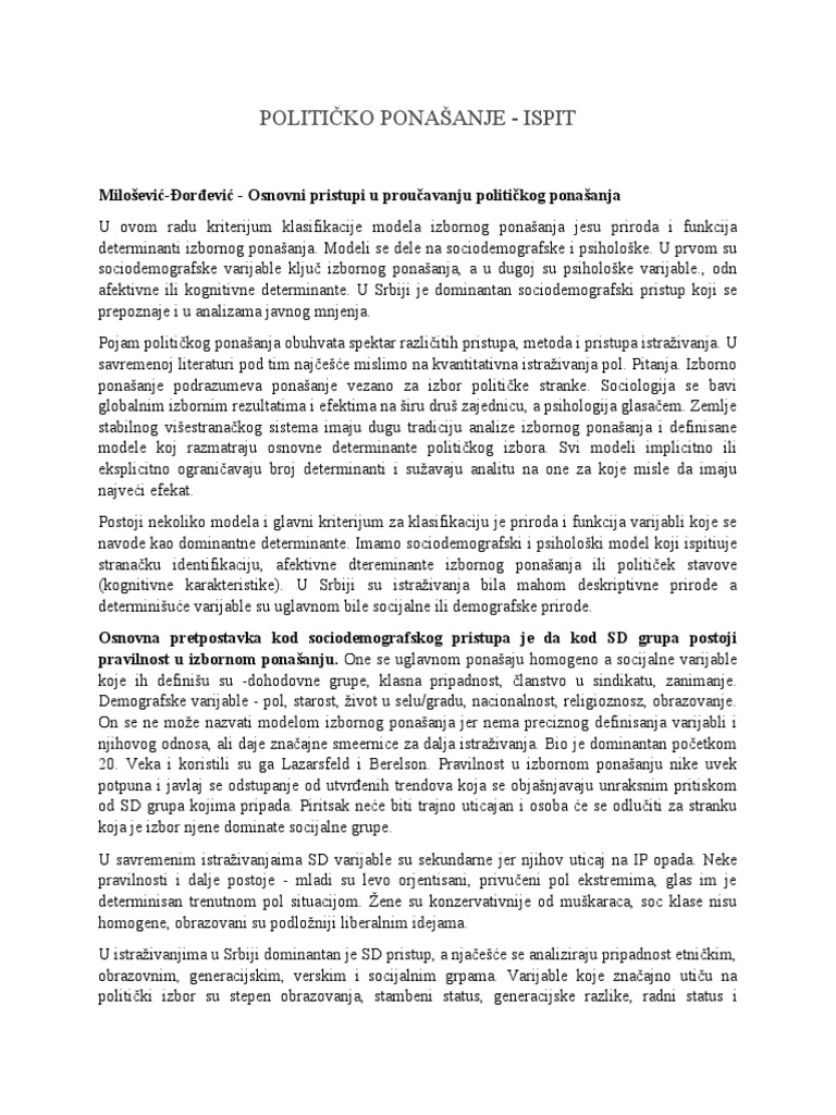Politicko Ponasanje | PDF