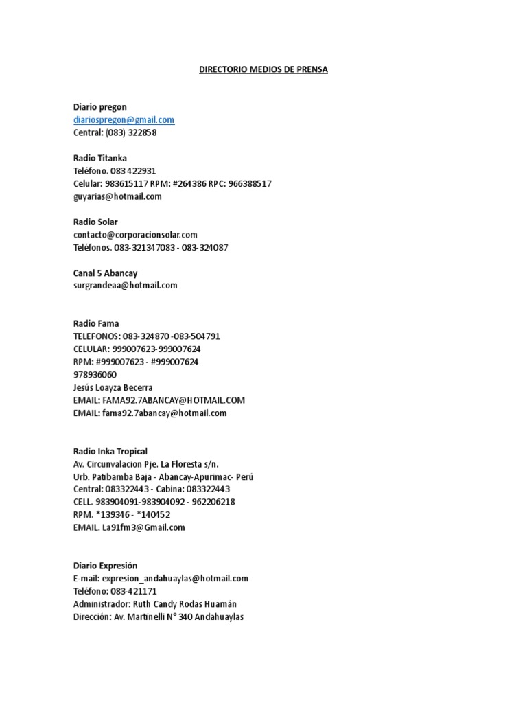 Directorio Prensa | PDF