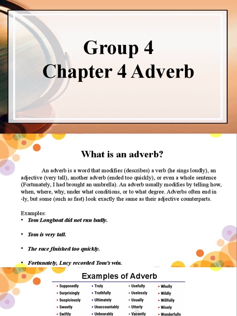 Group 4 Chapter 4 Adverb | PDF | Adverb | Adjective