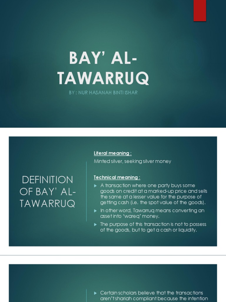 Bay' Al-Tawarruq: By: Nur Hasanah Binti Ishar | PDF | Financial ...