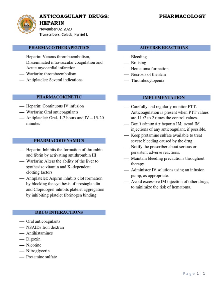 Anticoagulant Drugs (HEPARIN) | PDF | Coagulation | Tissue (Biology)